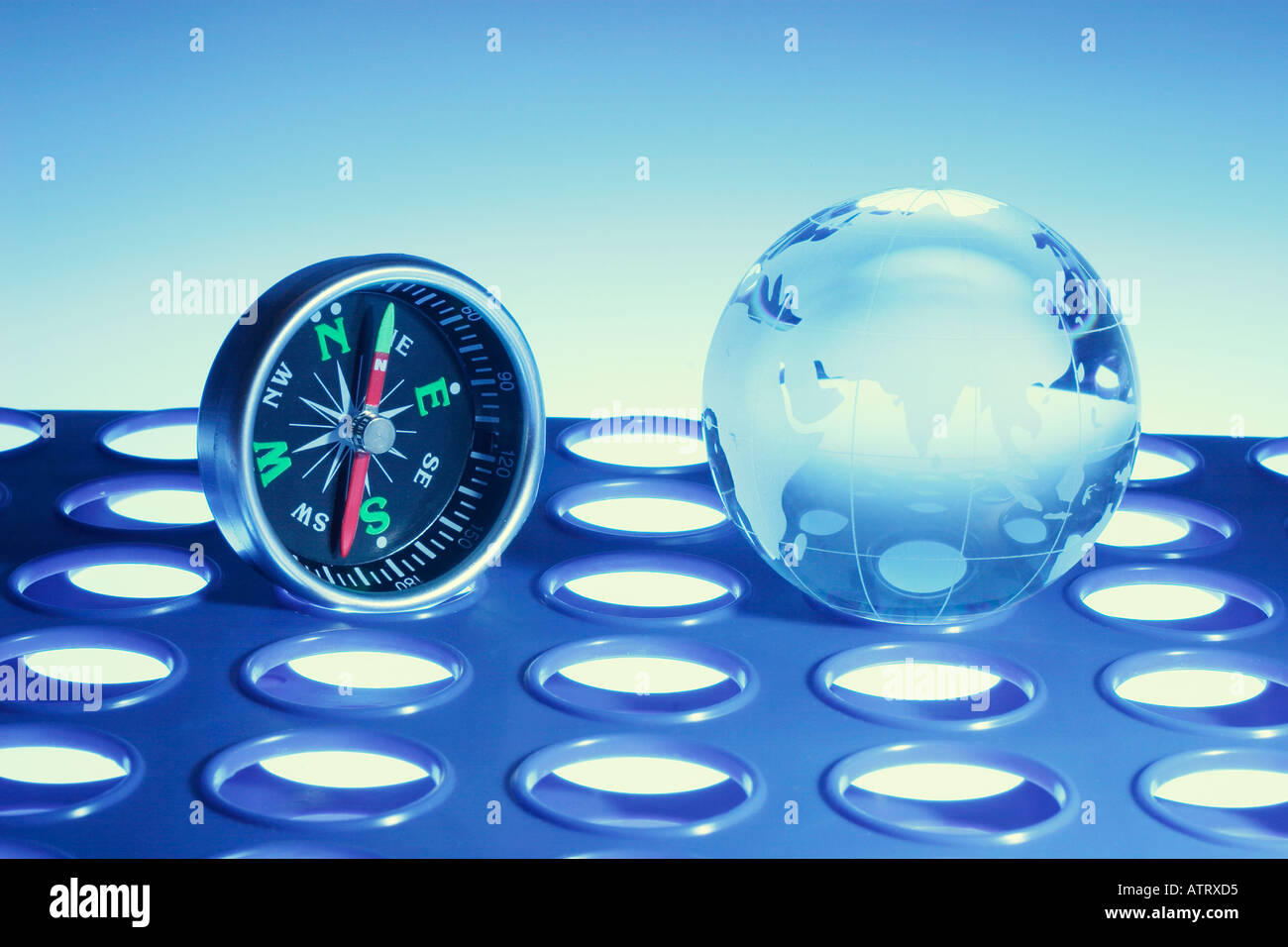 Globe and Compass Stock Photo - Alamy