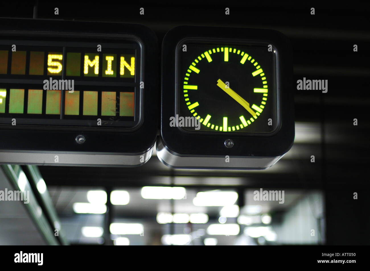 Vienna, underground station, clock, waiting time for the next metro ...