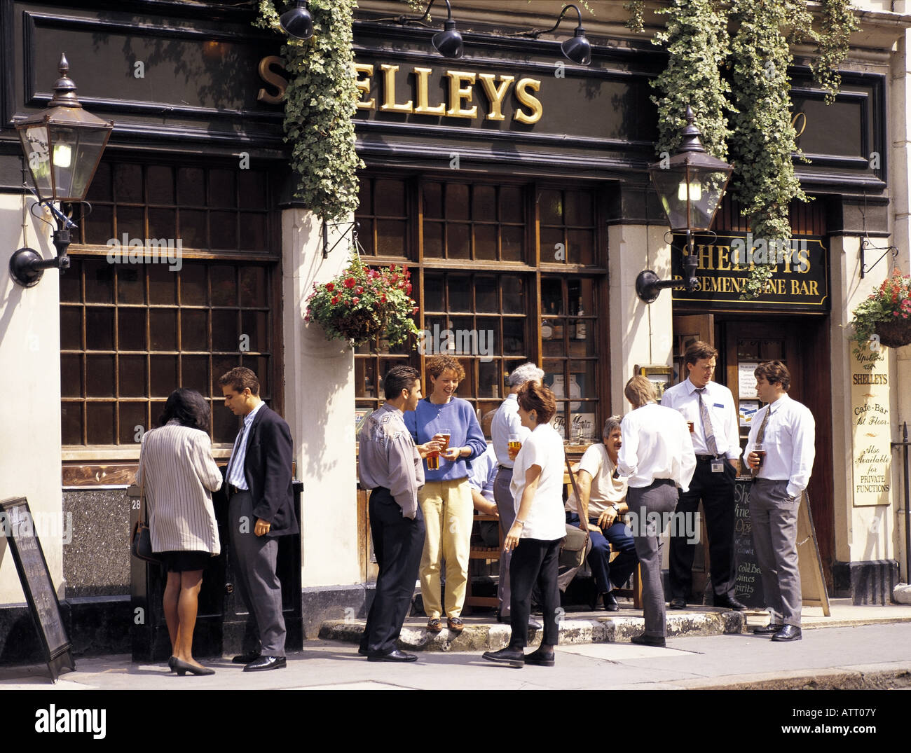 Office workers at lunch time outside pub London England UK Stock Photo ...
