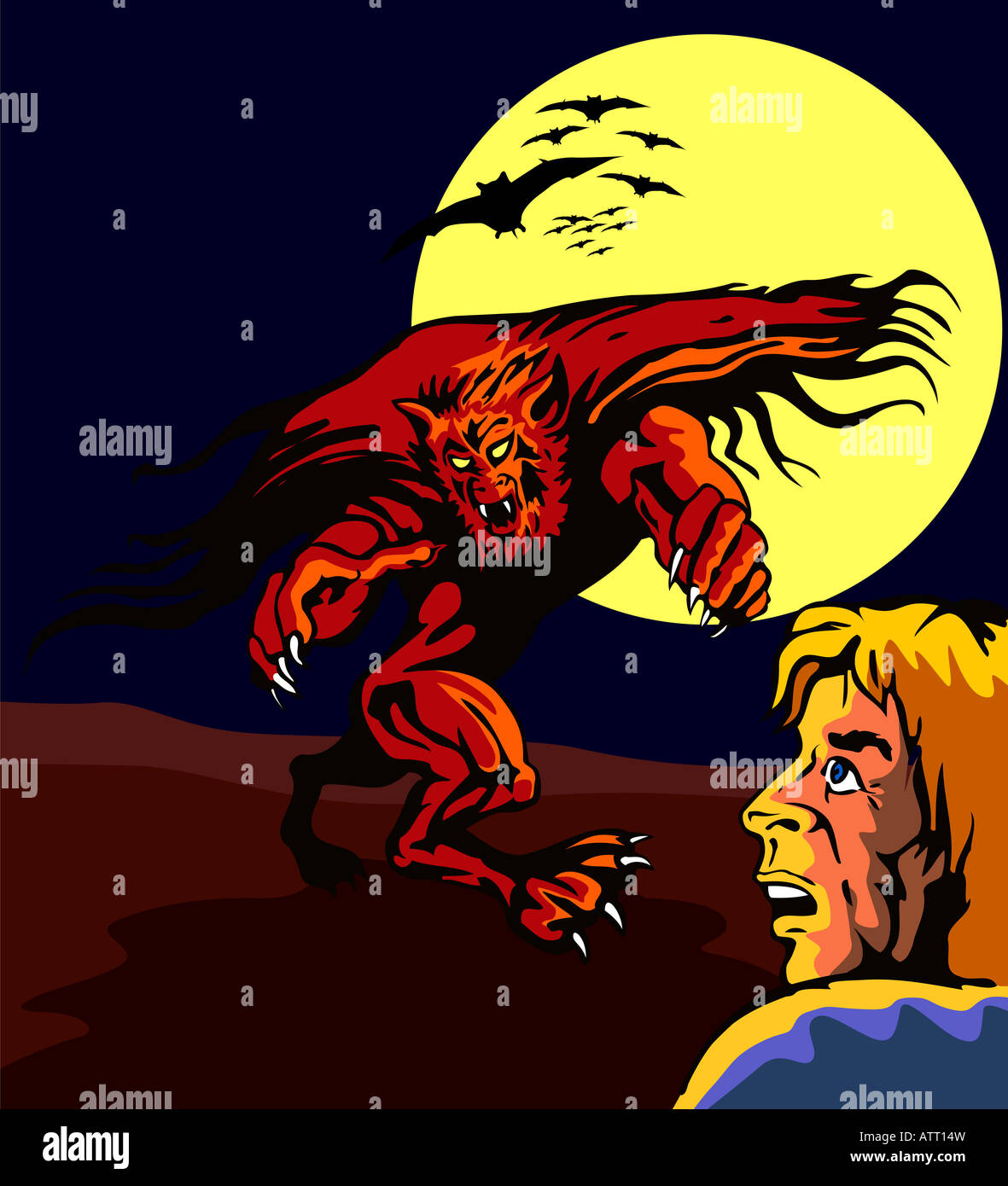 Werewolf attacking dude Stock Photo - Alamy