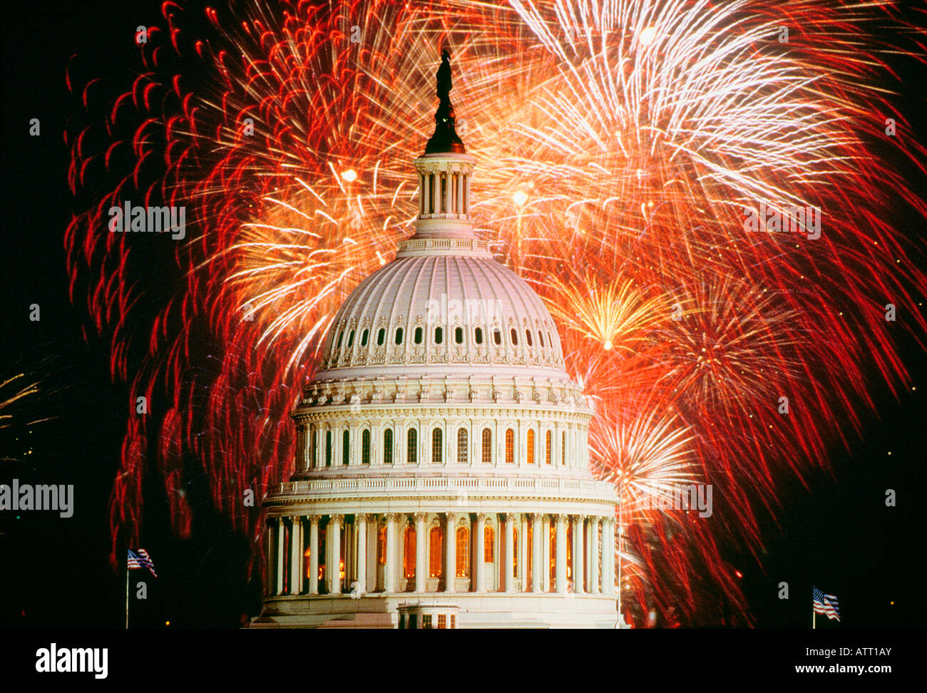 Capitol Building and fireworks in Washington DC. 4th of July (Fourth of ...