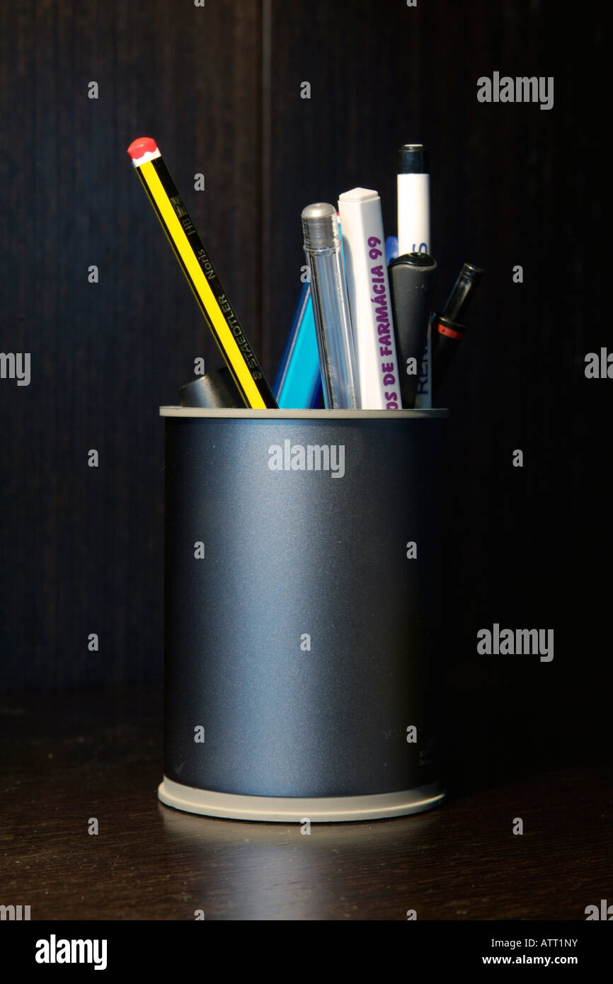 pens in a cup Stock Photo - Alamy