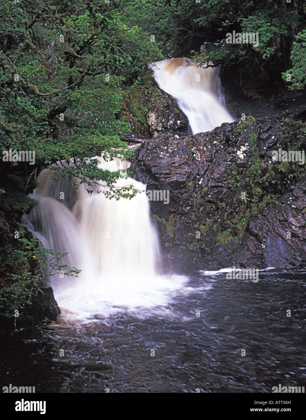 DOUBLE WATERFALL NEAR STRONTIAN SCOTLAND Stock Photo - Alamy