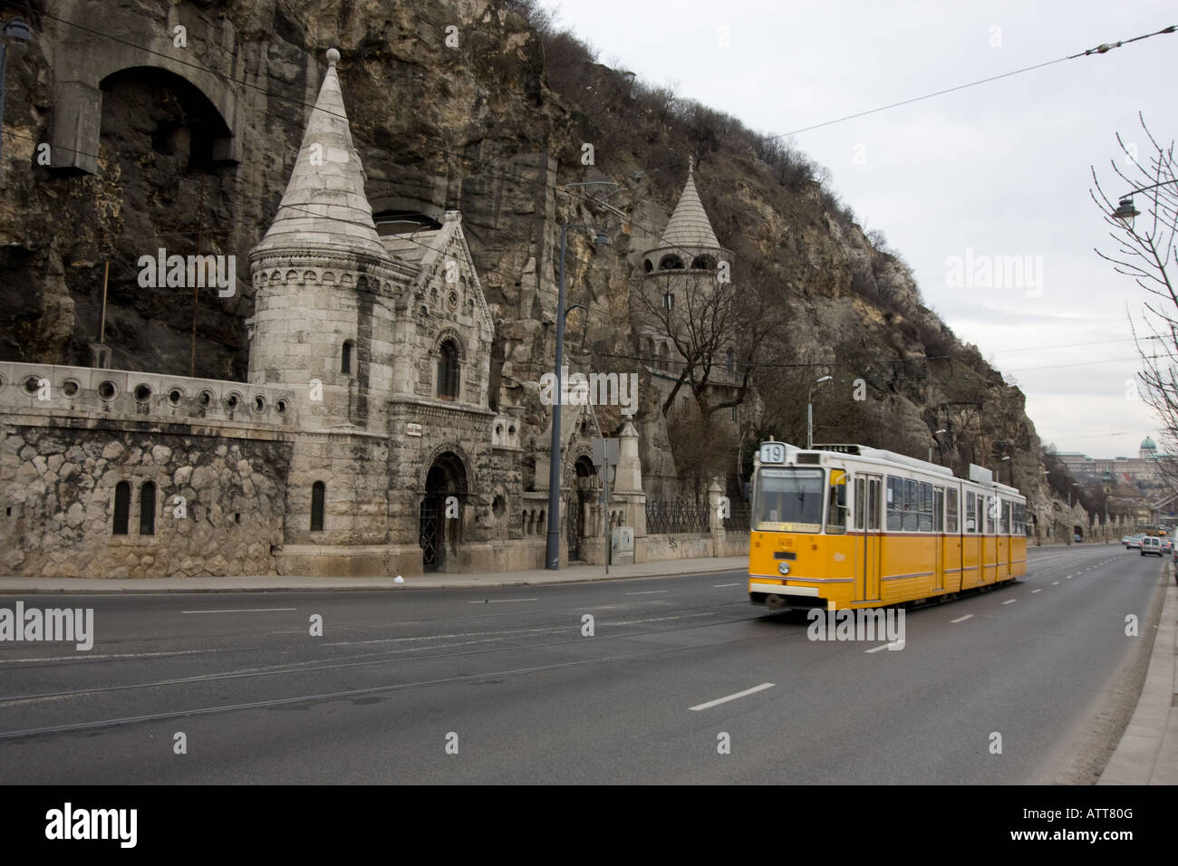 Tram passing castle Stock Photo - Alamy
