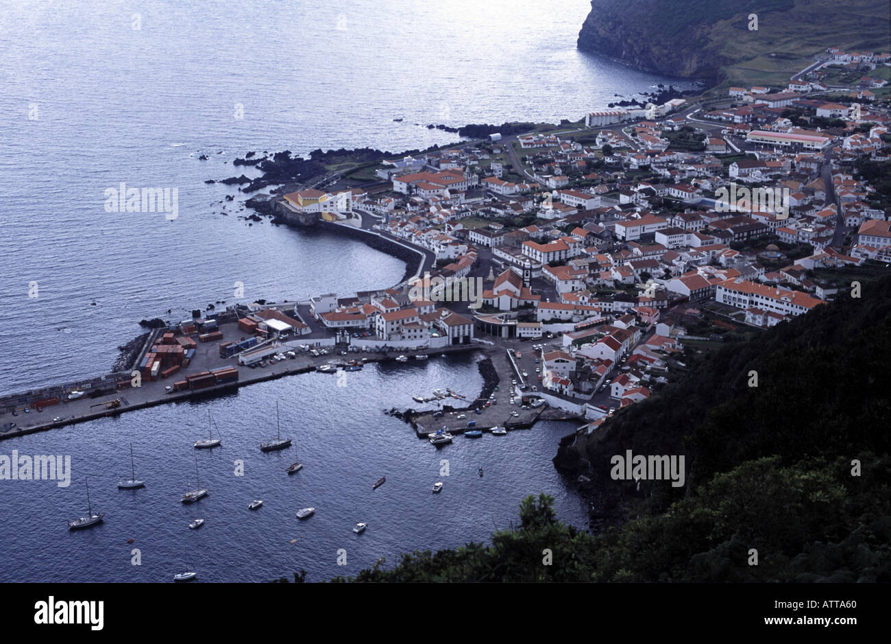 The town and port of Velas the capital of Sao Jorge an island in the ...