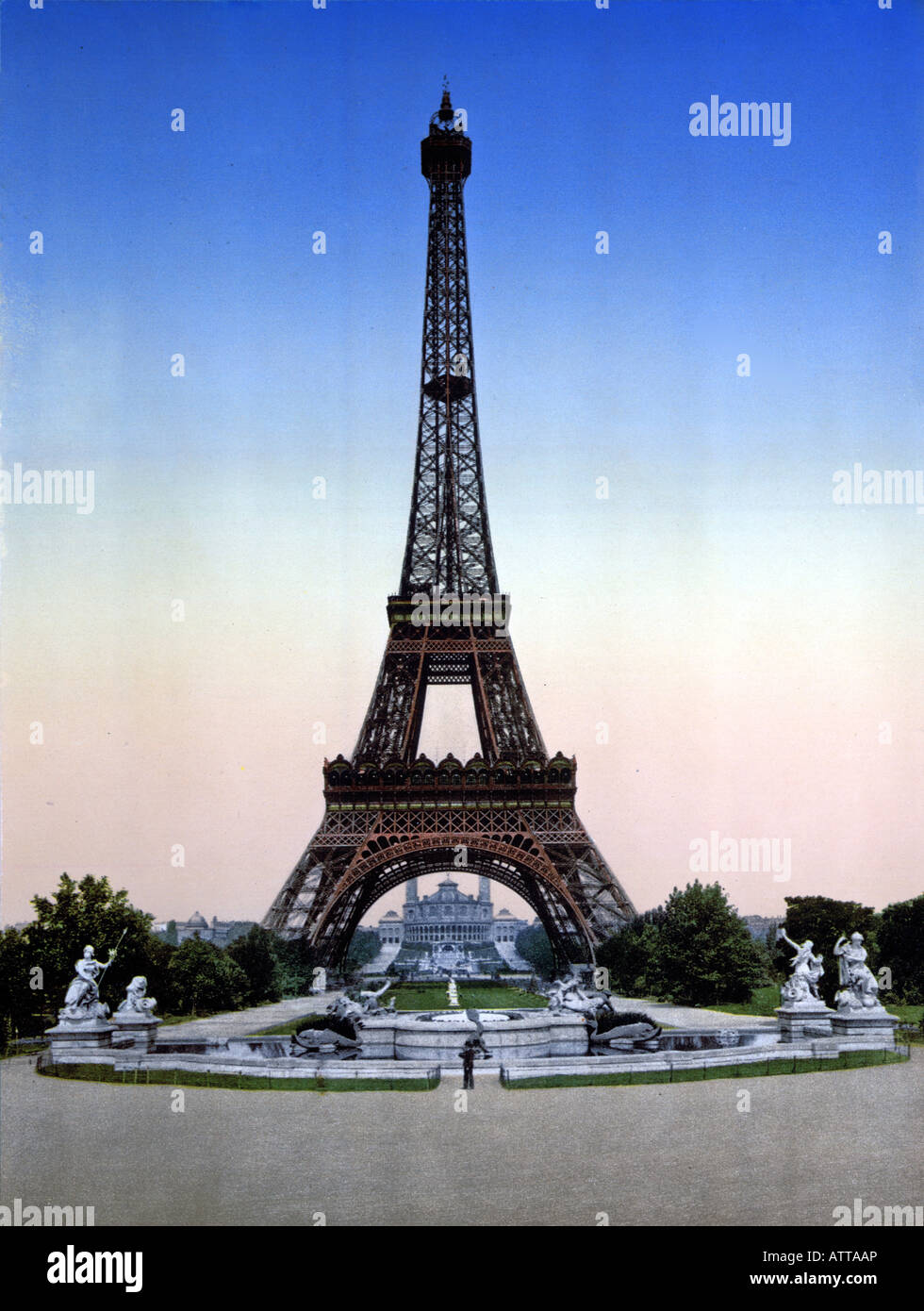 Eiffel Tower, full-view looking toward the Trocadero, Exposition Stock ... Eiffel Tower, full-view looking toward the Trocadero, Exposition Stock ...