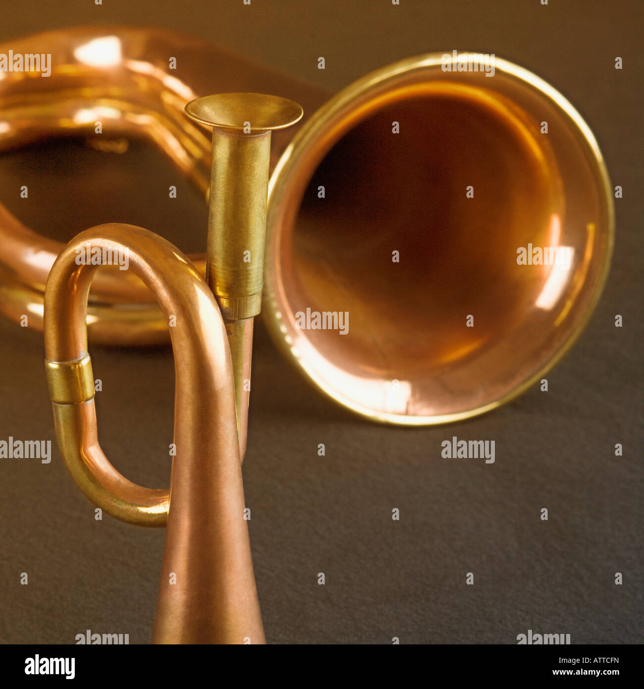 Close-up of two bugles Stock Photo - Alamy