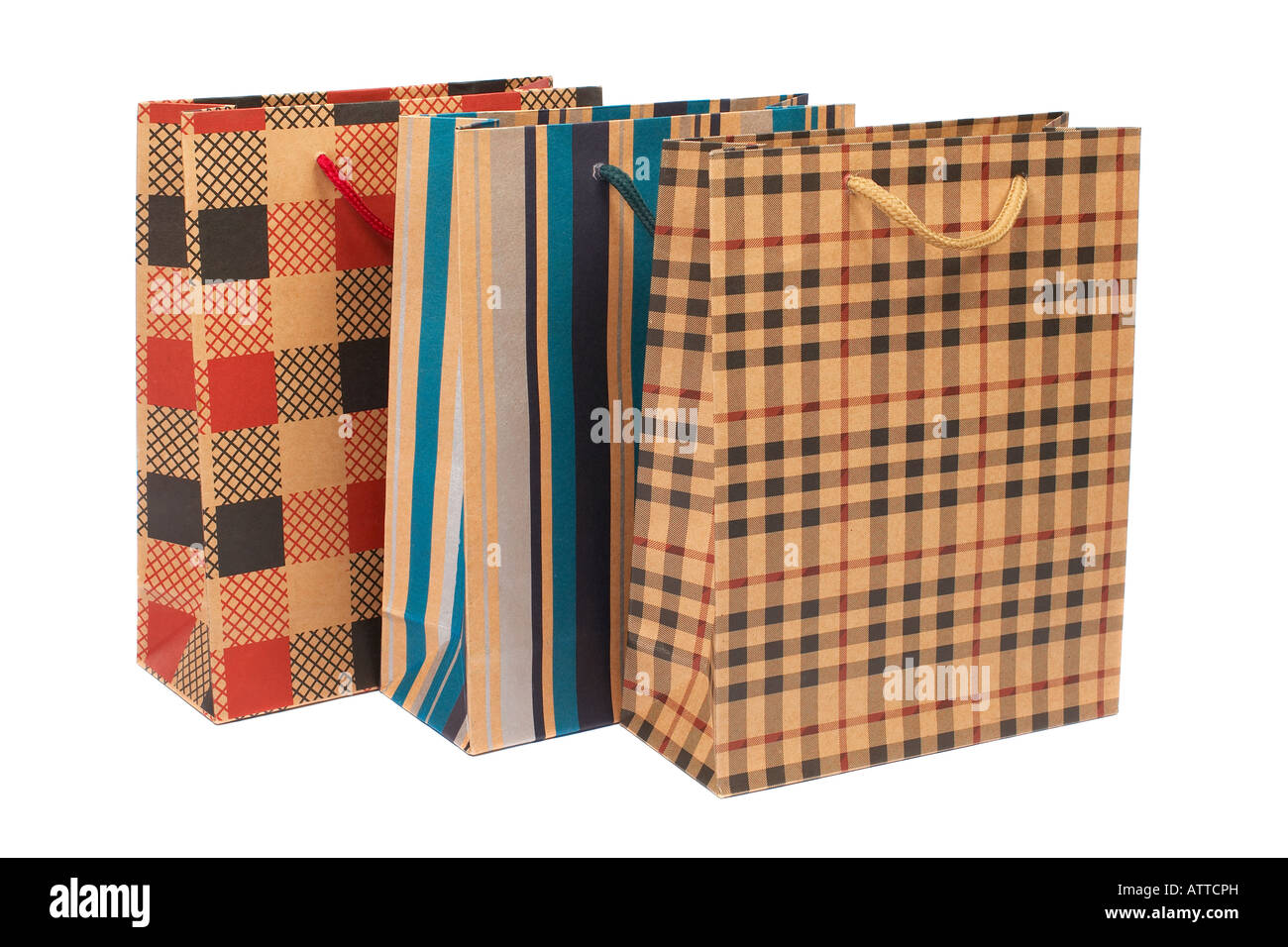 Three shopping bags isolated on white background Stock Photo - Alamy