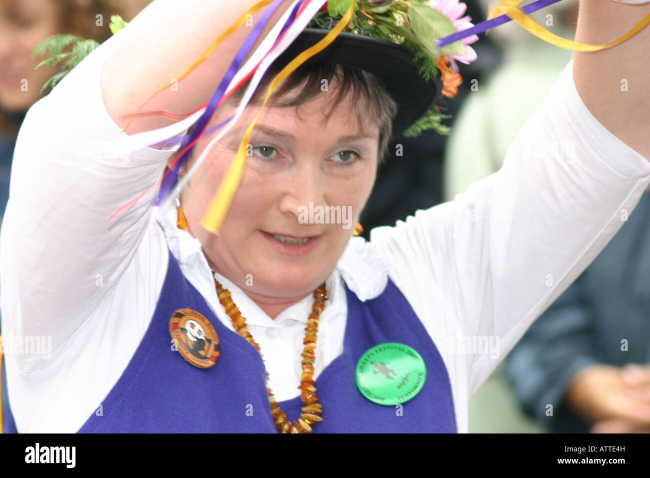 sweeps festival morris female lady dancer dancing Stock Photo - Alamy