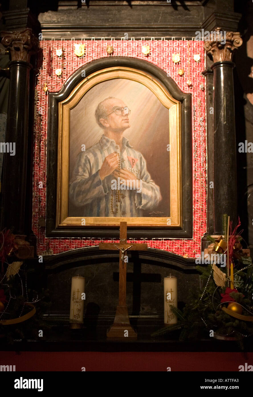 Painting of the saint Father Kolbe a church in Krakow in Poland Stock ...