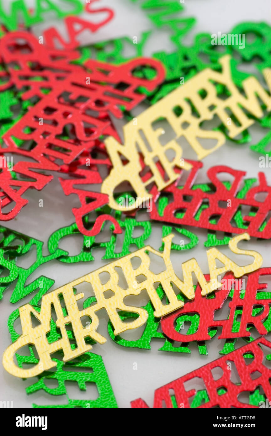 Merry Christmas Confetti Stock Photo - Alamy