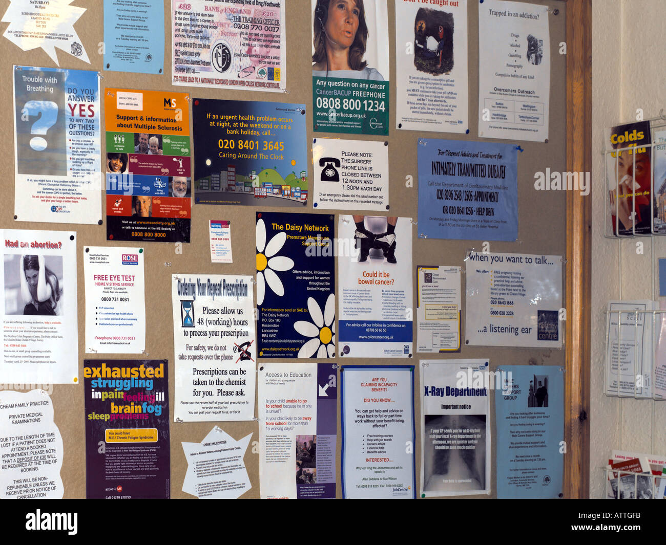 Doctors Surgery Waiting Room with Notice Board in Cheam Surrey Stock ...