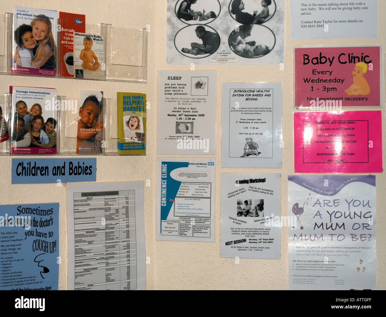 Doctors Surgery Waiting Room with Notice Board in Cheam Surrey England ...