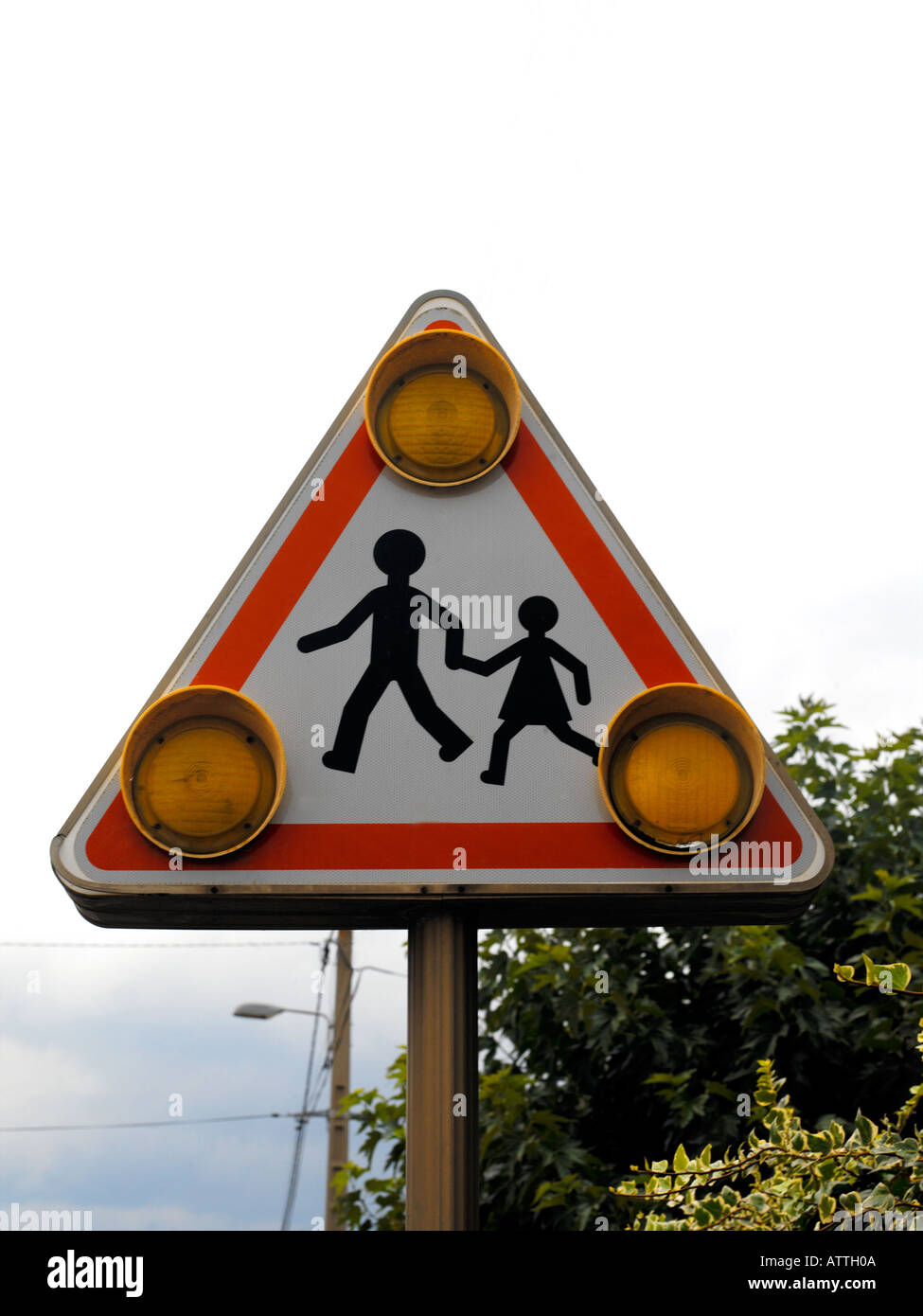 Languedoc Rousillon France School Road Sign Stock Photo - Alamy