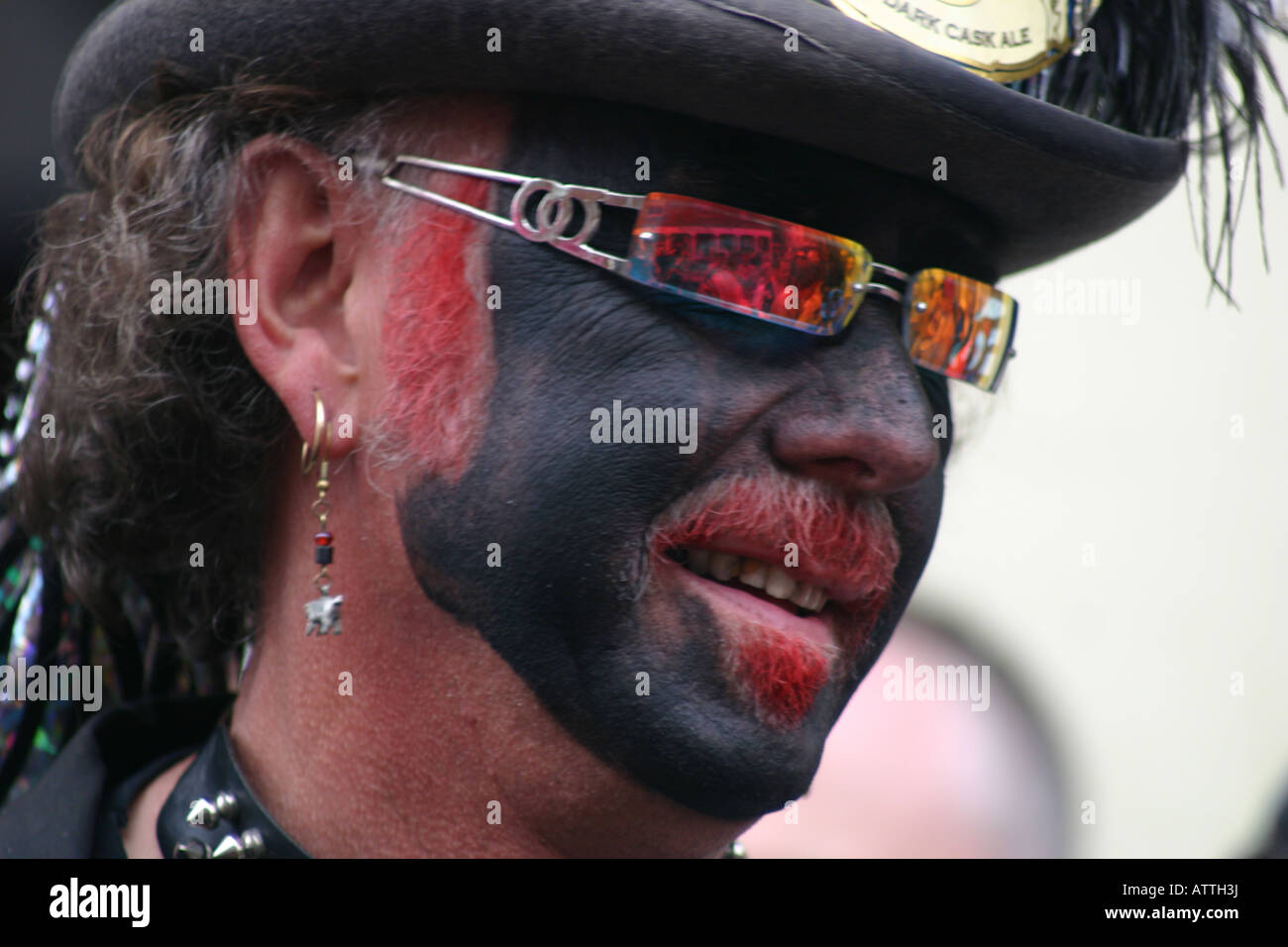 sweeps festival morris face paint painted dancer Stock Photo - Alamy