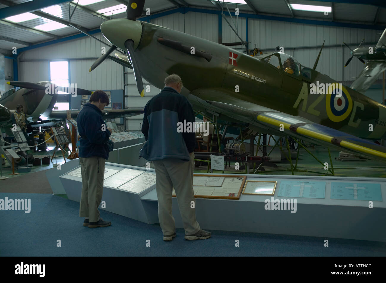Visitors looking at replica of the Axel Svendsen Spitfire VB BL294 ...
