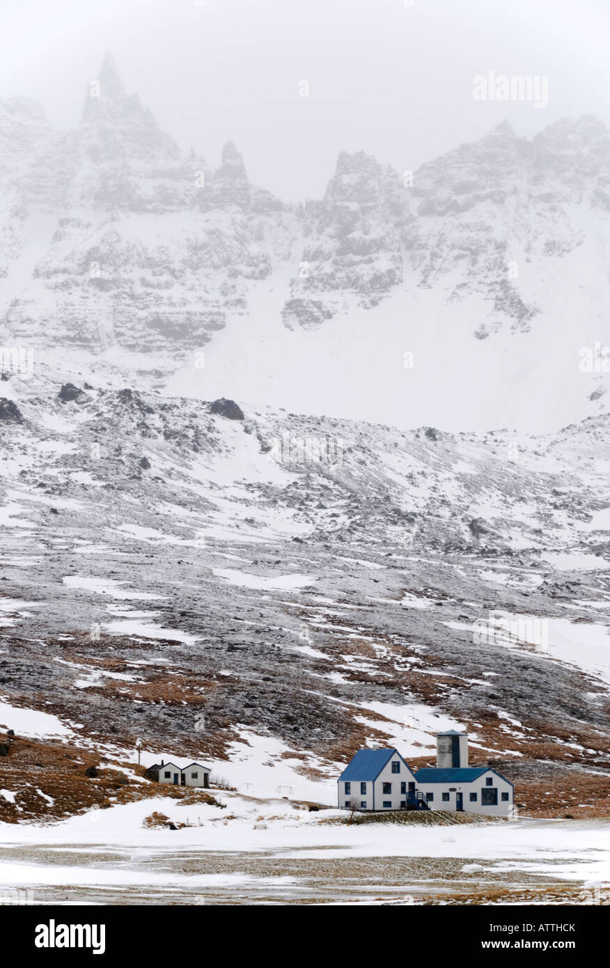 Farm and rocky spires Oxnadalur near Akureyri Iceland Stock Photo - Alamy