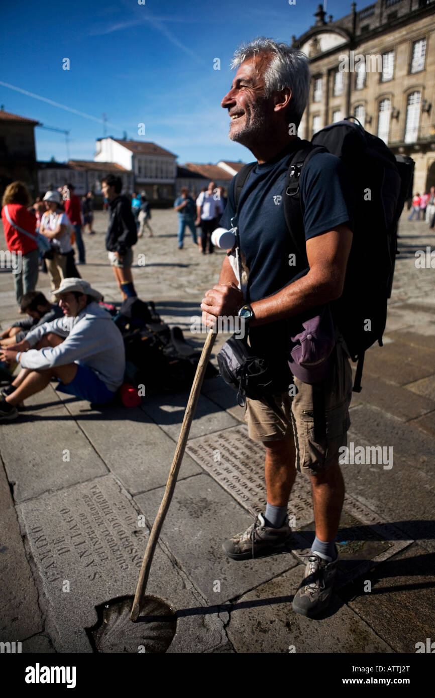 Pilgrims arrive santiago de hi-res stock photography and images - Alamy