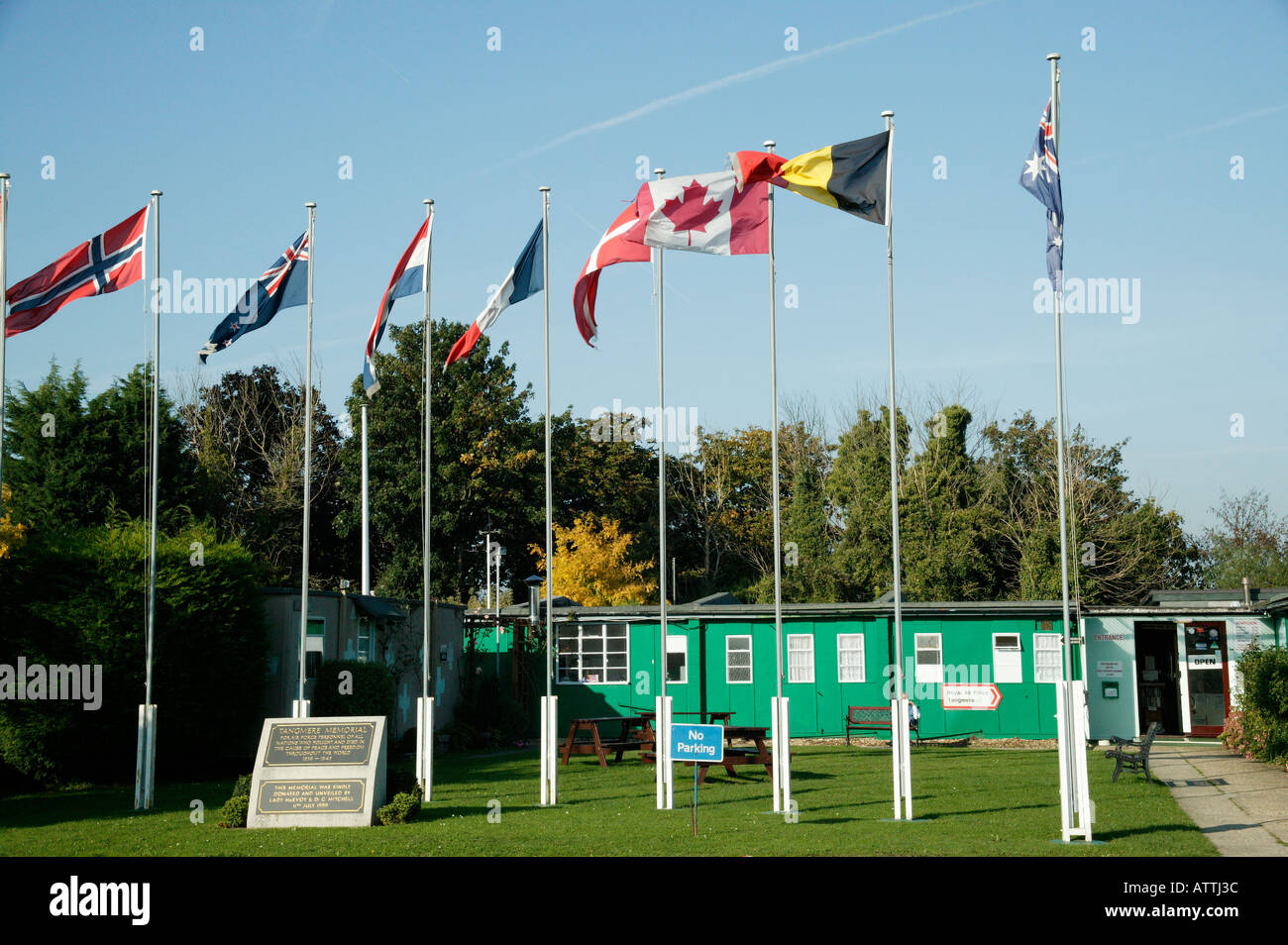 Flags flying outside front entrance to Tangmere Military Aviation ...