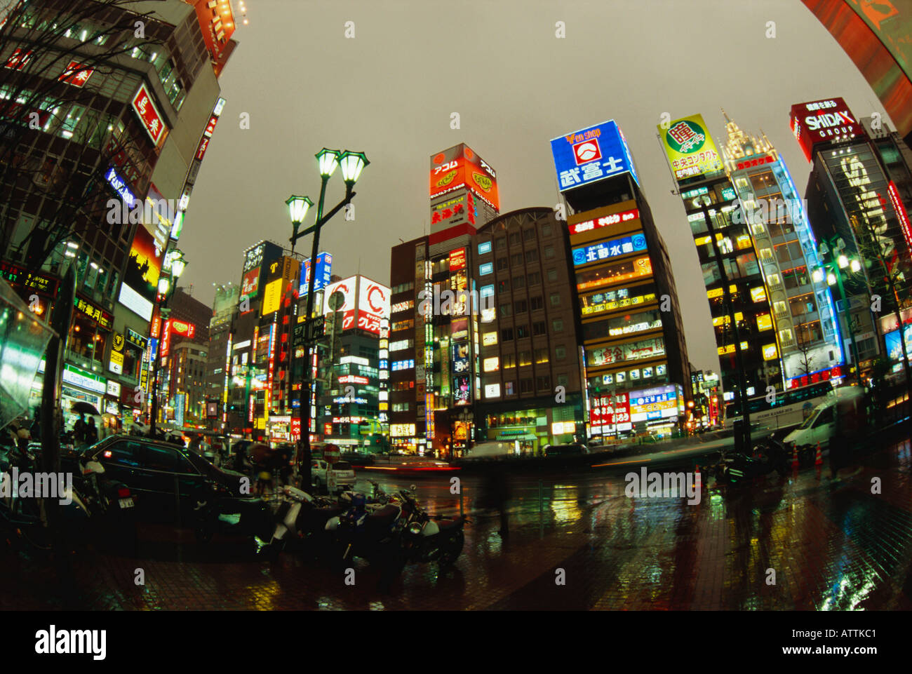 Japan cityscape at night fish eye Stock Photo - Alamy