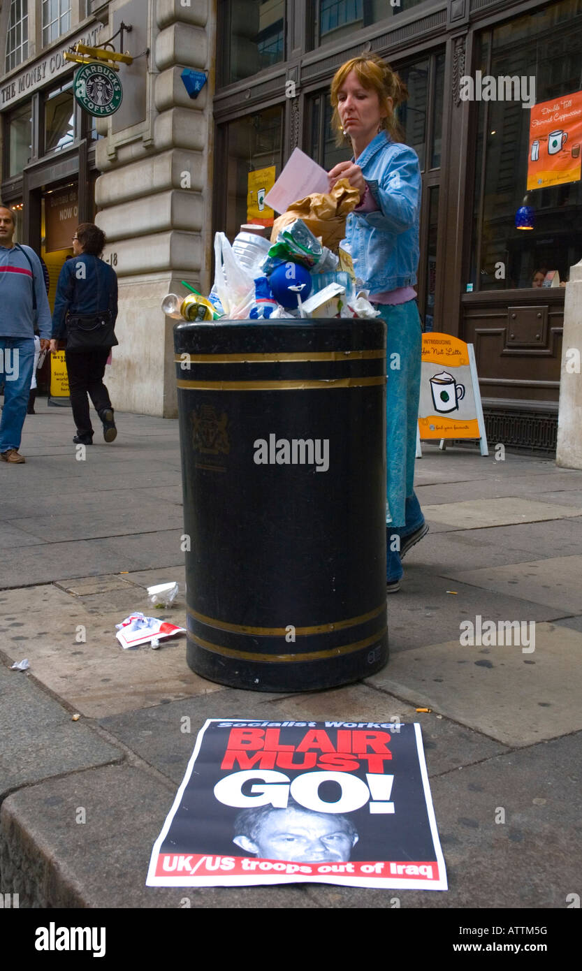 A full bin during demonstration in central London England UK Stock ...
