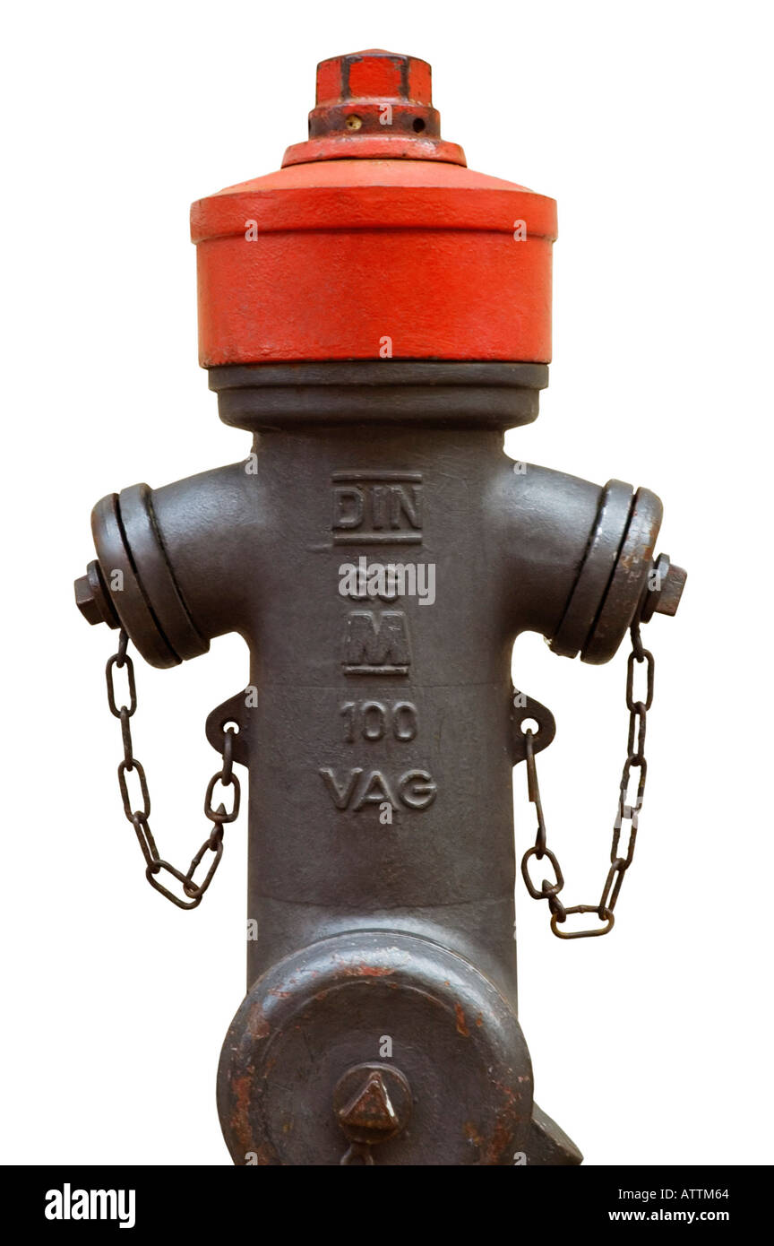 RED FIRE HYDRANT ON WHITE BACKGROUND Stock Photo - Alamy