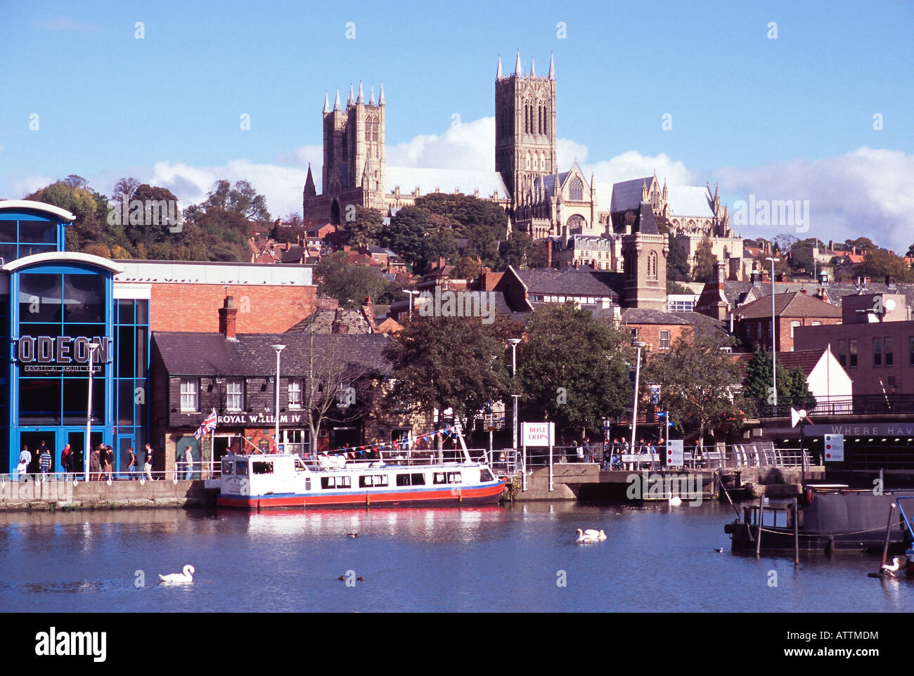 brayford pool canal barges cathedral view lincoln england uk gb Stock ...