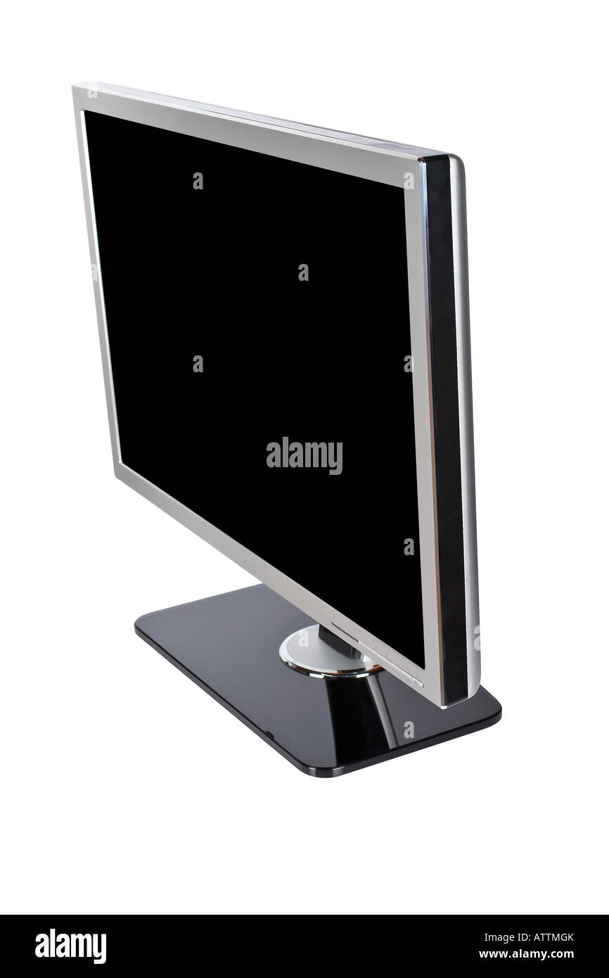 A computer flat wide screen isolated on white background Stock Photo ...