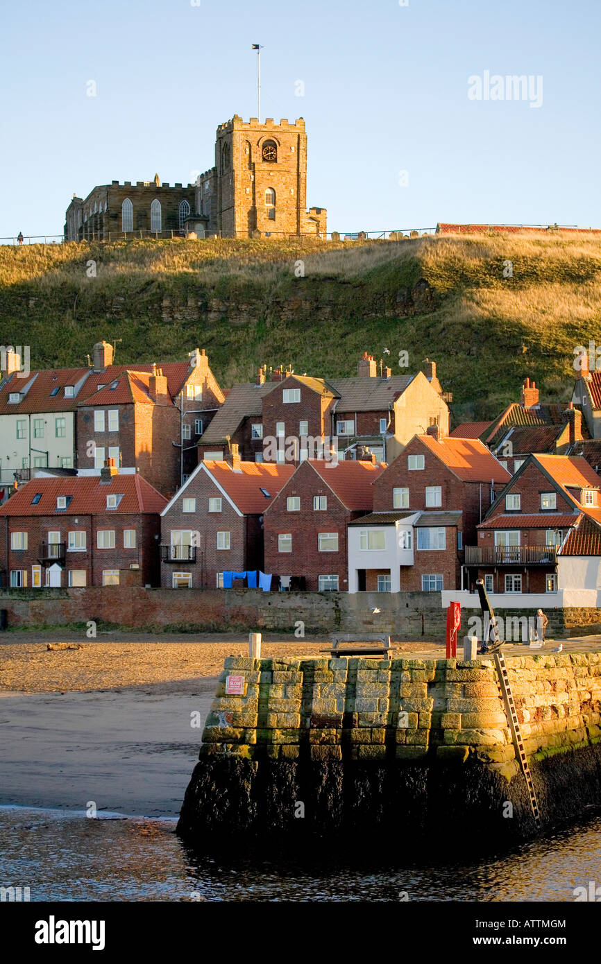 Whitby harbour and St Marys church Stock Photo - Alamy