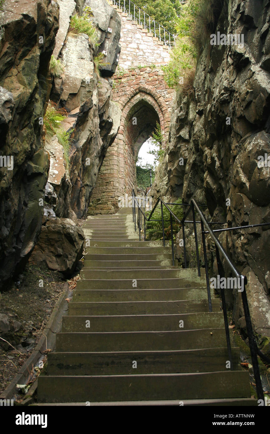 Rocky stairs inside Dumbarton Castle, Scotland Stock Photo - Alamy