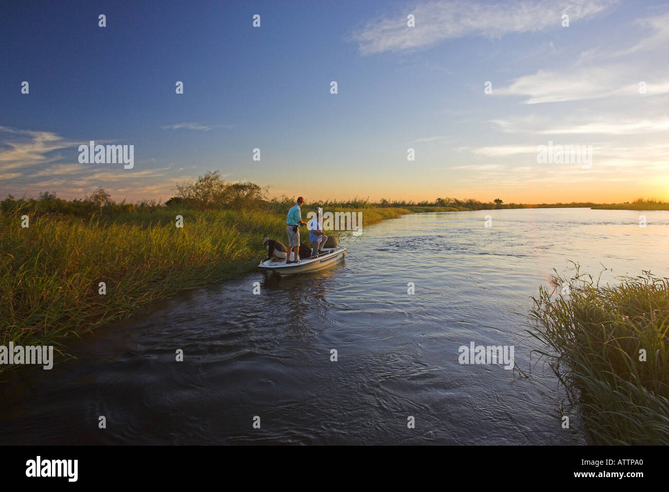 Fly fishing at sunset Zambezi Stock Photo - Alamy