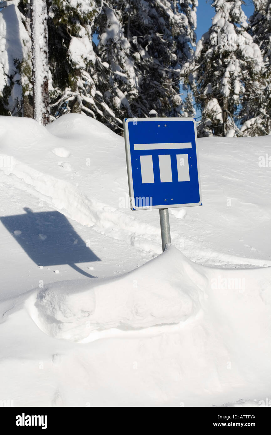 parking lot sign in snow Stock Photo - Alamy