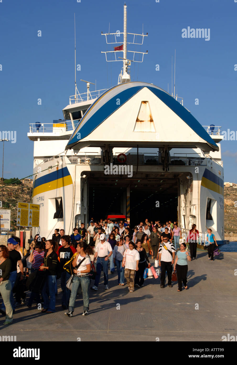 Gozo car and passenger ferry Ta Pinu The Island of Malta Stock Photo ...