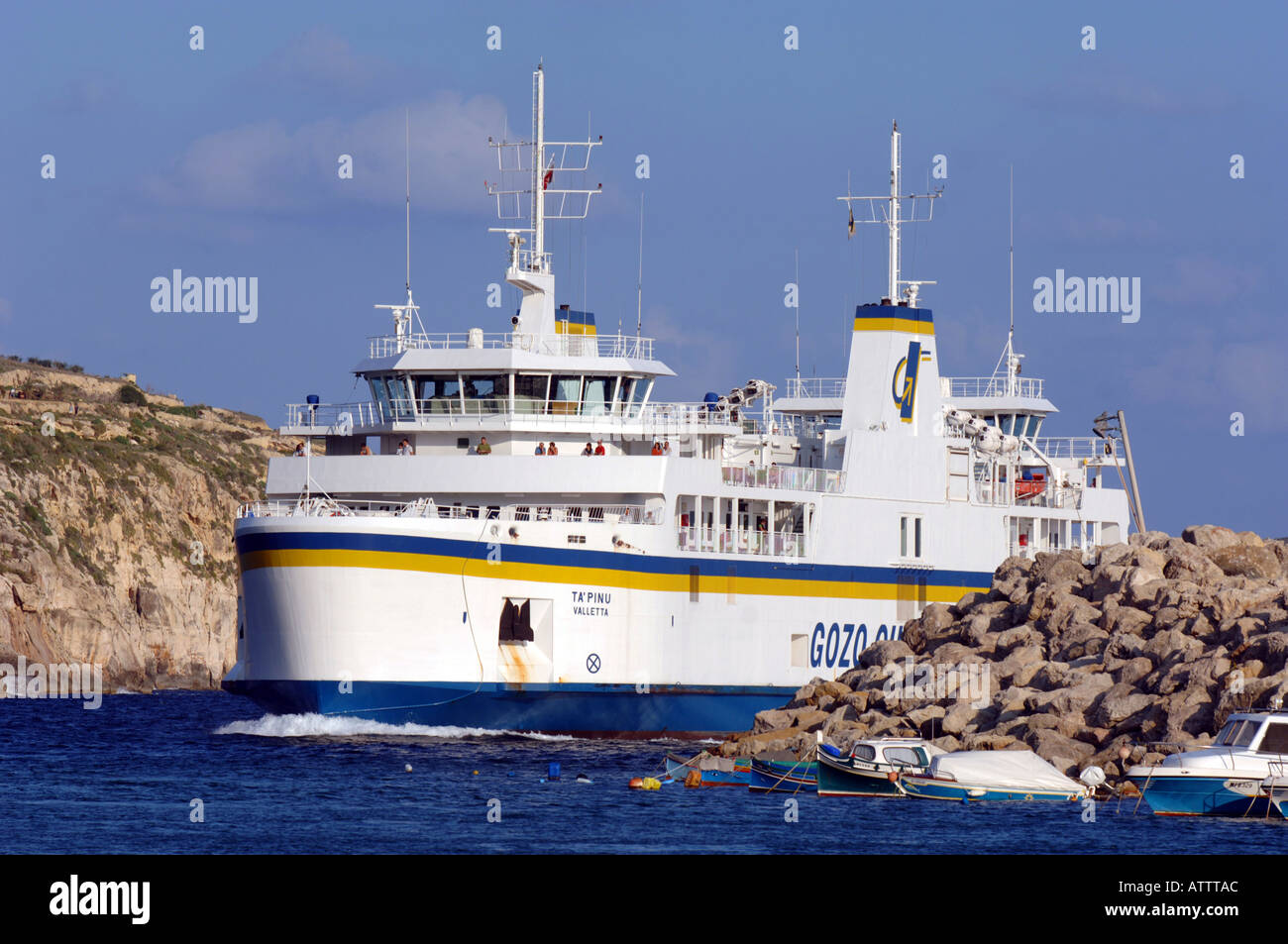 Gozo car and passenger ferry Ta Pinu The Island of Malta Stock Photo ...