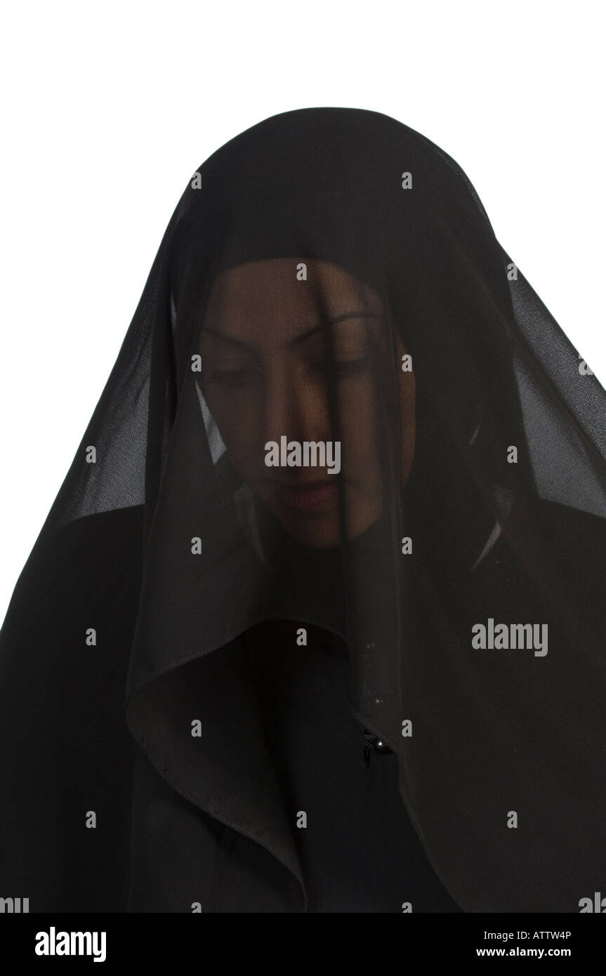 Muslim woman wearing black hijab veil headscarf Stock Photo - Alamy