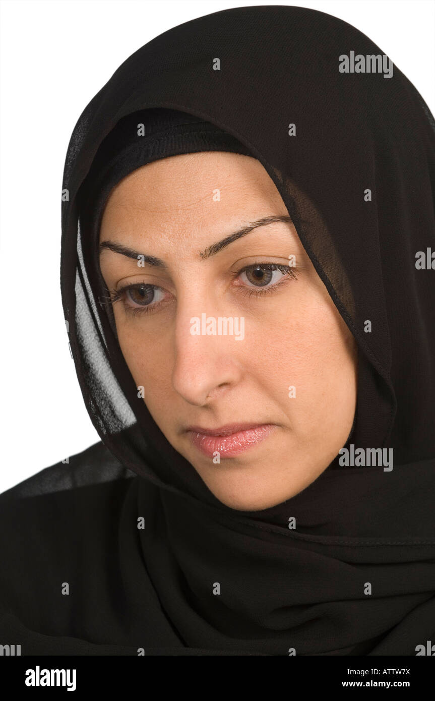 Serious Muslim woman wearing headscarf face Stock Photo - Alamy
