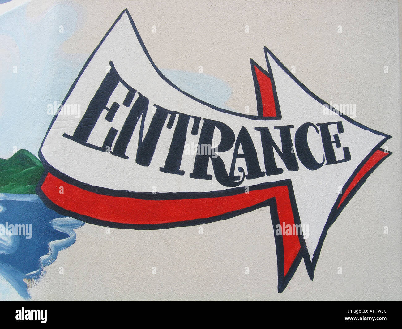 painted entrance sign on wall Stock Photo - Alamy