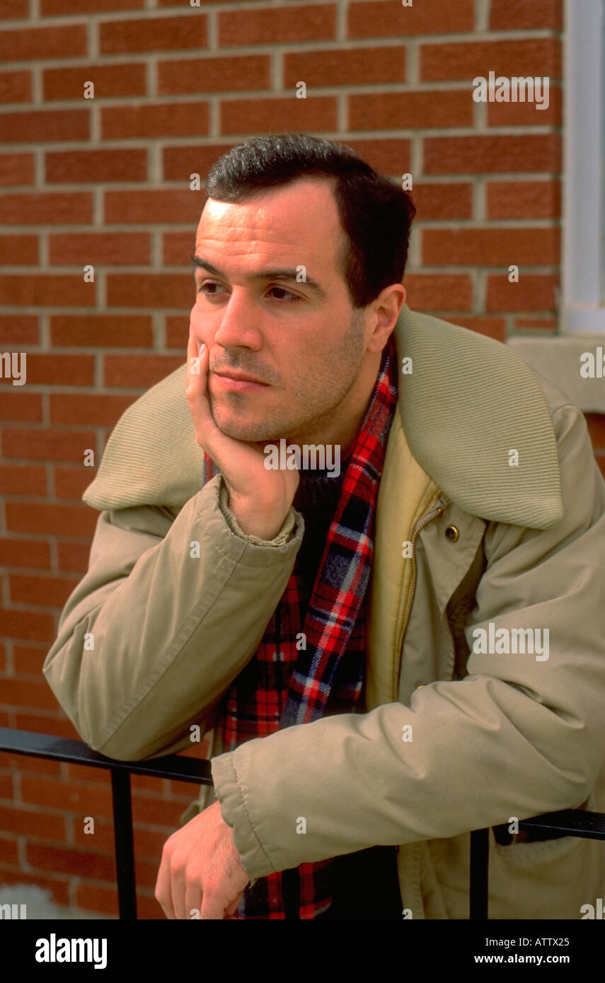 Man age 33 with hand on chin gazing into the distance. Western Springs ...