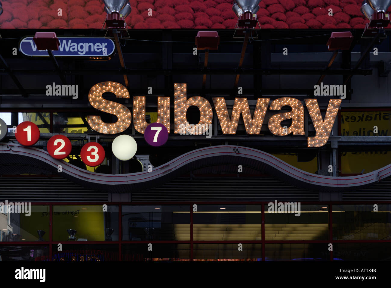 Subway sign Times Square Manhattan New York city NY USA Stock Photo - Alamy