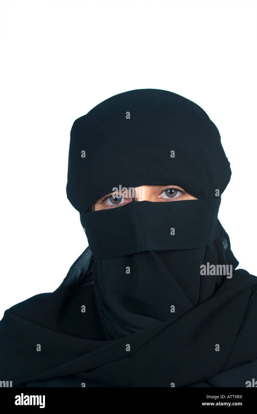 Muslim woman wearing black hijab veil Stock Photo - Alamy