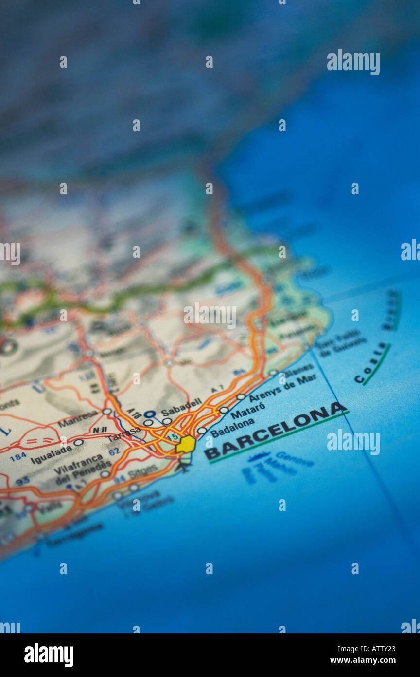 BARCELONA ROAD MAP Stock Photo - Alamy