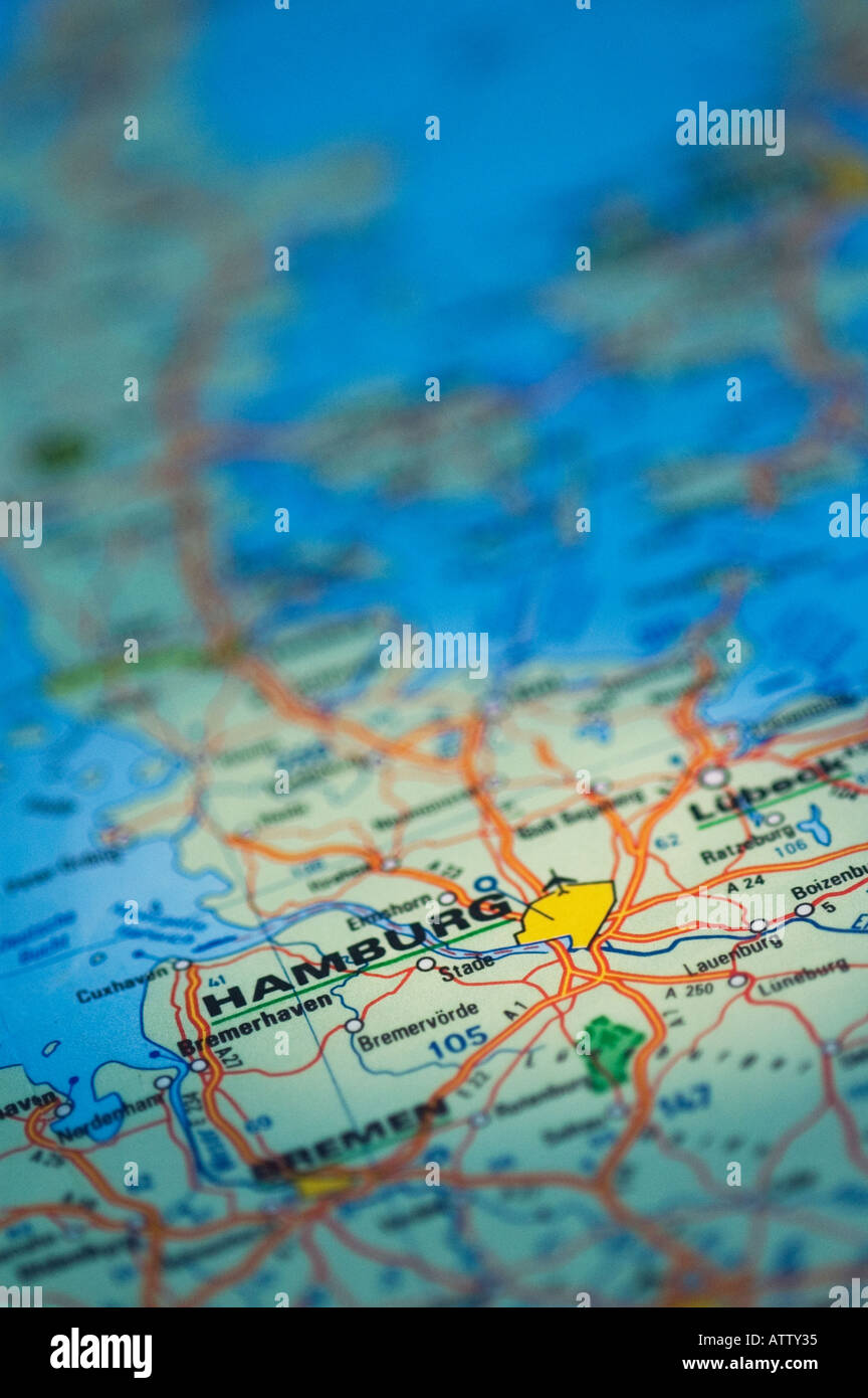 HAMBURG ROAD MAP Stock Photo - Alamy