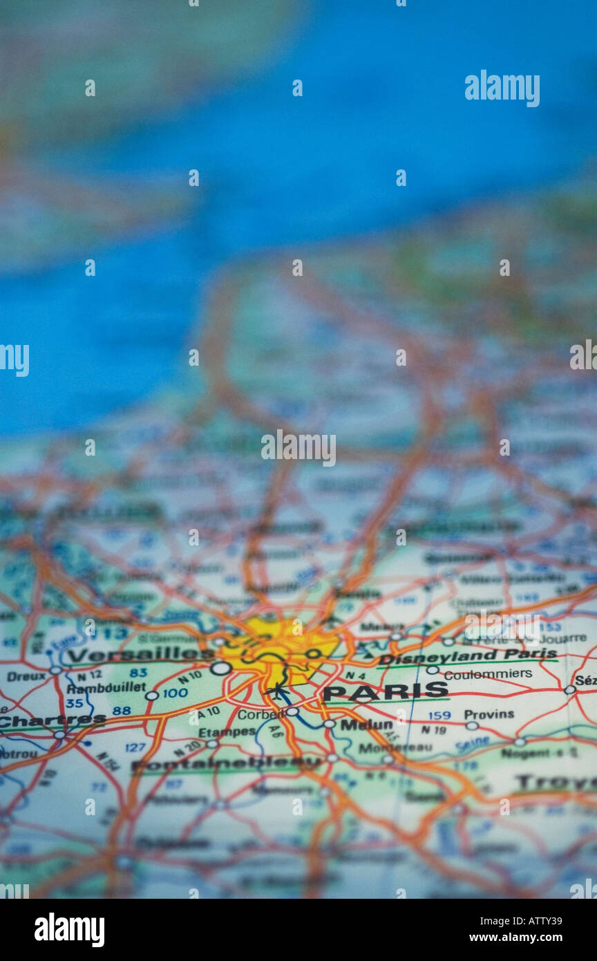 PARIS ROAD MAP Stock Photo - Alamy