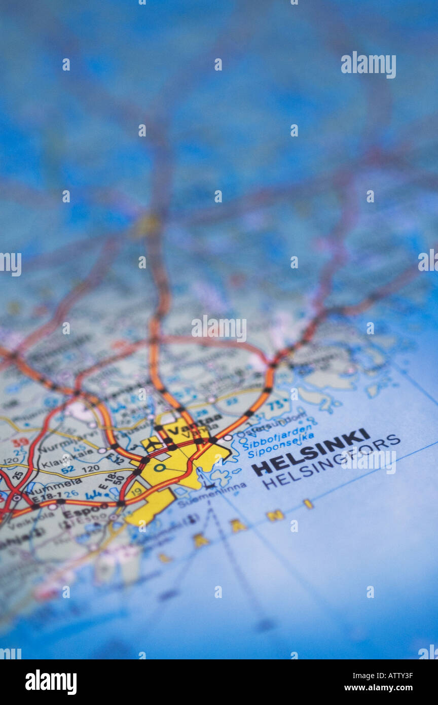 HELSINKI ROAD MAP Stock Photo - Alamy