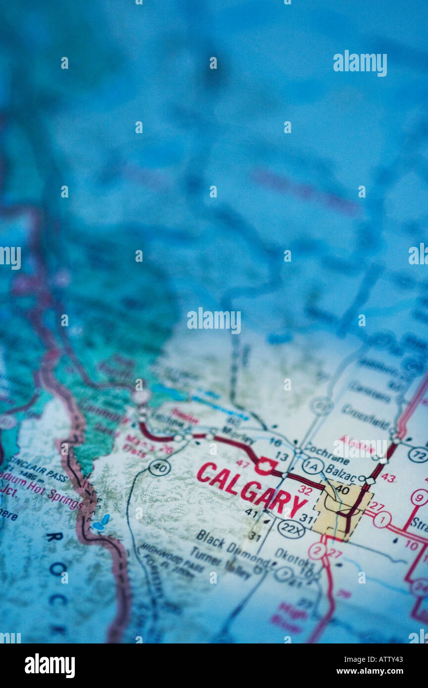 CALGARY ROAD MAP Stock Photo - Alamy