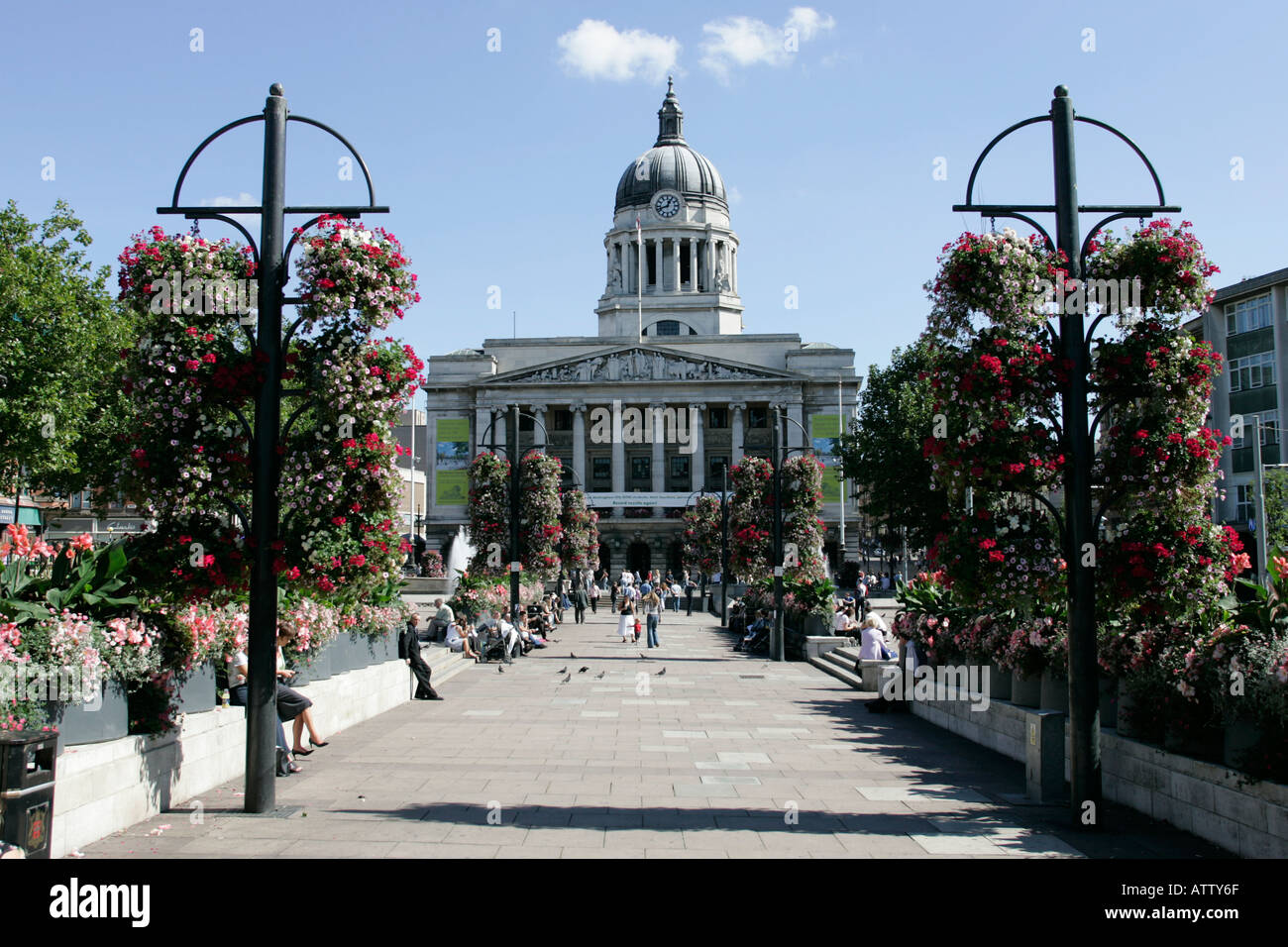 Old Market Square Nottingham known as slab square with council house ...
