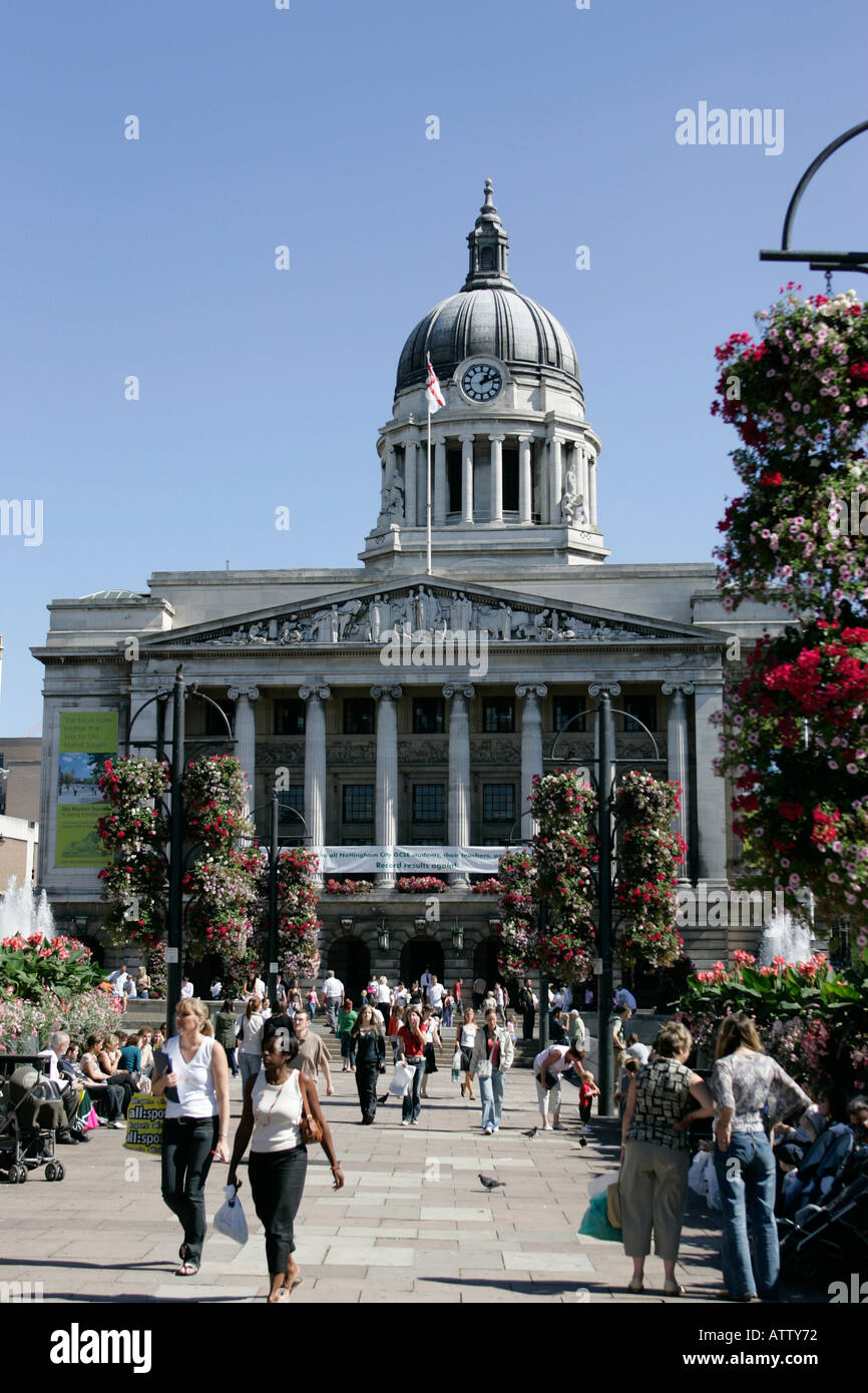 Old Market Square Nottingham known as slab square with council house ...