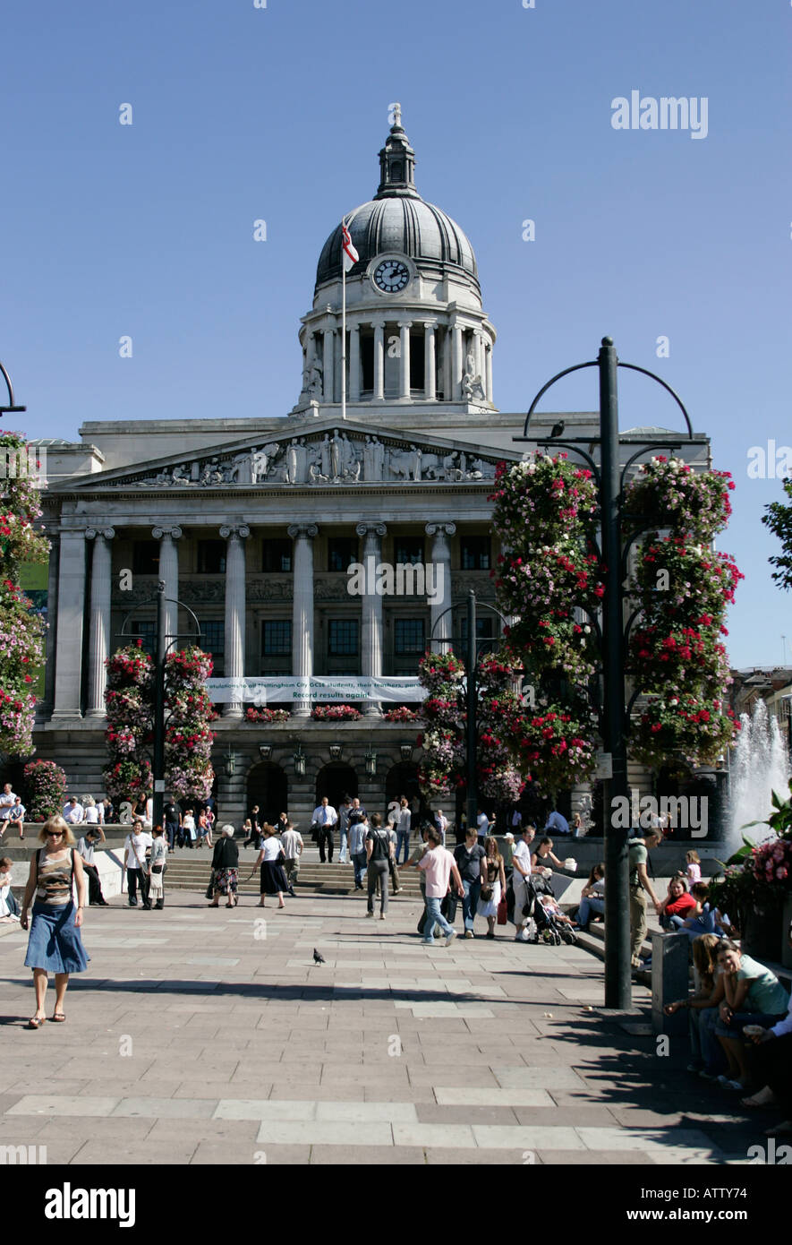 Old Market Square Nottingham known as slab square with council house ...