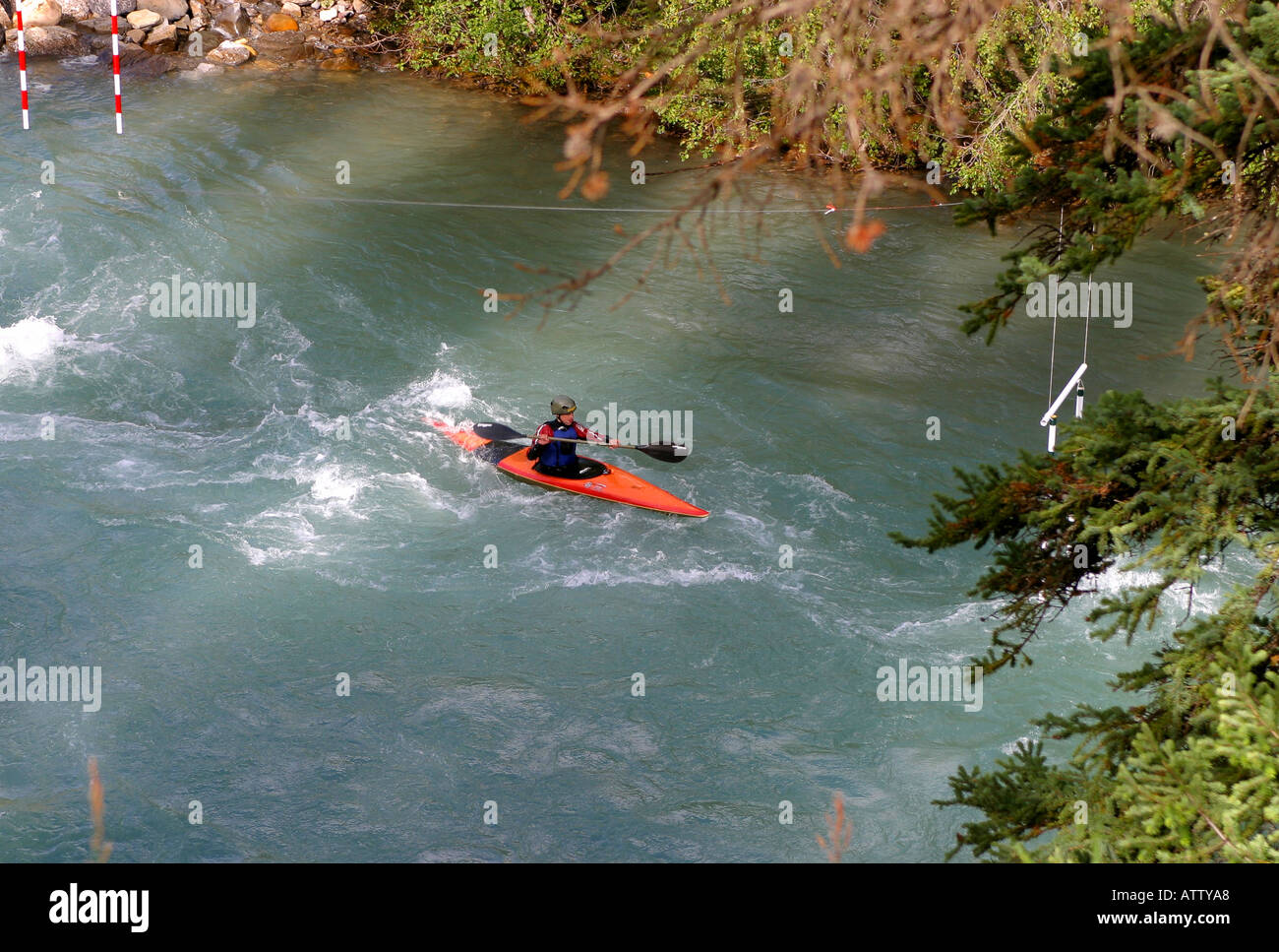 Kayaks on a dangerous river Stock Photo - Alamy
