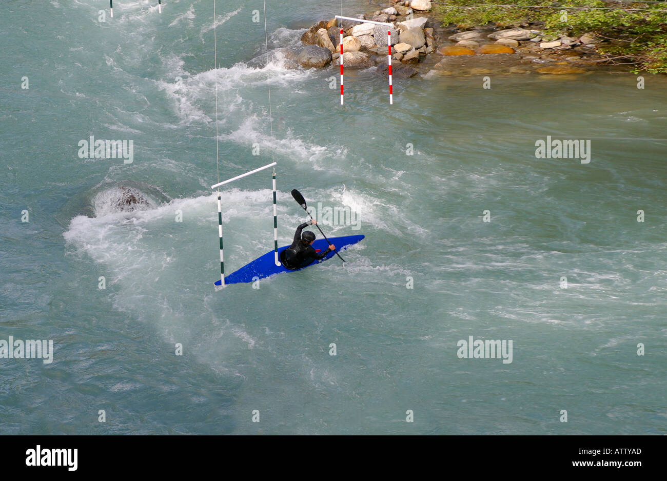 Kayaks on a dangerous river Stock Photo - Alamy
